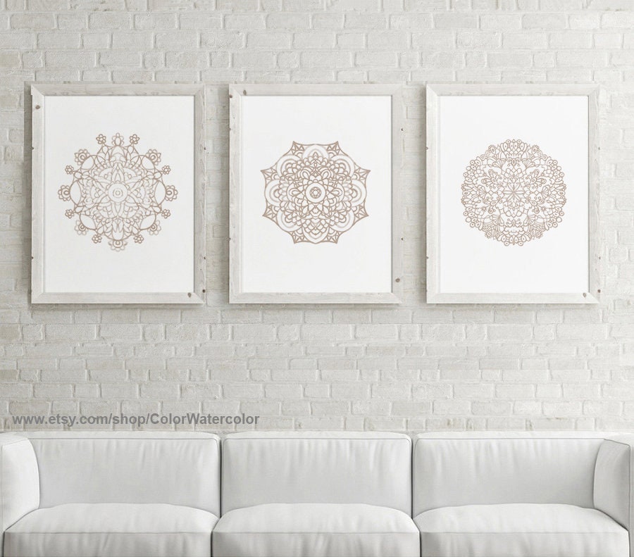 Mandala Wall Art Gallery Wall set of 3 Mandala Art Prints | Etsy
