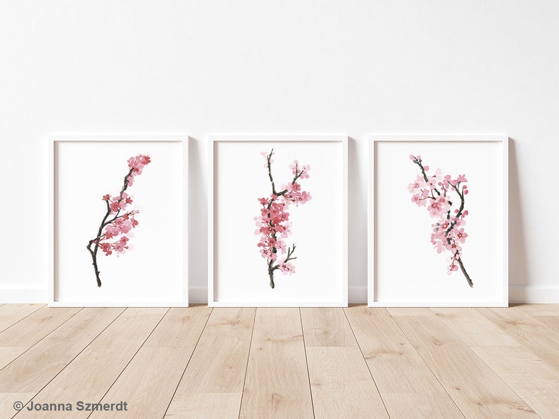 Cherry Blossom Art Print Pink Cherry Blossom Wall Art Cherry - Etsy