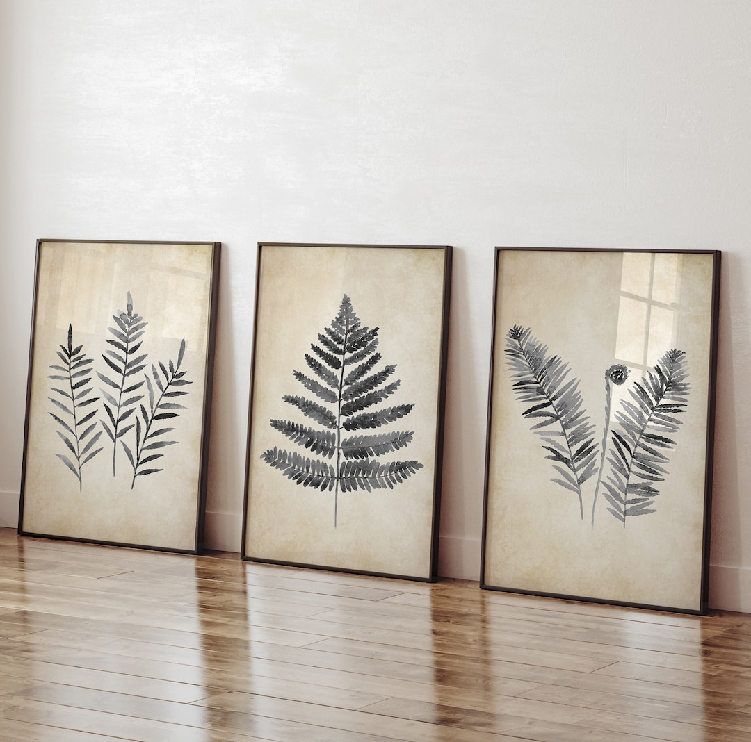 Vintage Fern Prints, Rustic Wall Decor, Abstract Wall Art, Fern ...