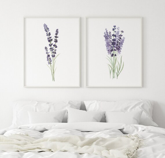 Set of 2 Lavender Art Print Lavender Wall Decor Lavender | Etsy