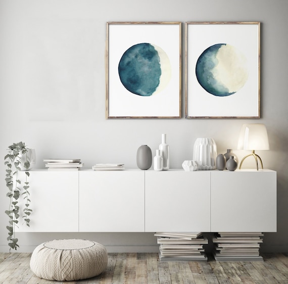 Moon Phase Art Print Moon Phase Prints Moon Wall Art Set of - Etsy