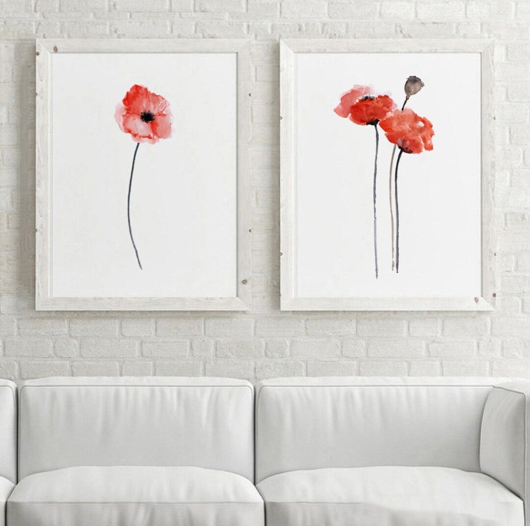 Poppy Wall Art, Poppy Art Print, Poppy Flower Wall Art, Red Poppy ...