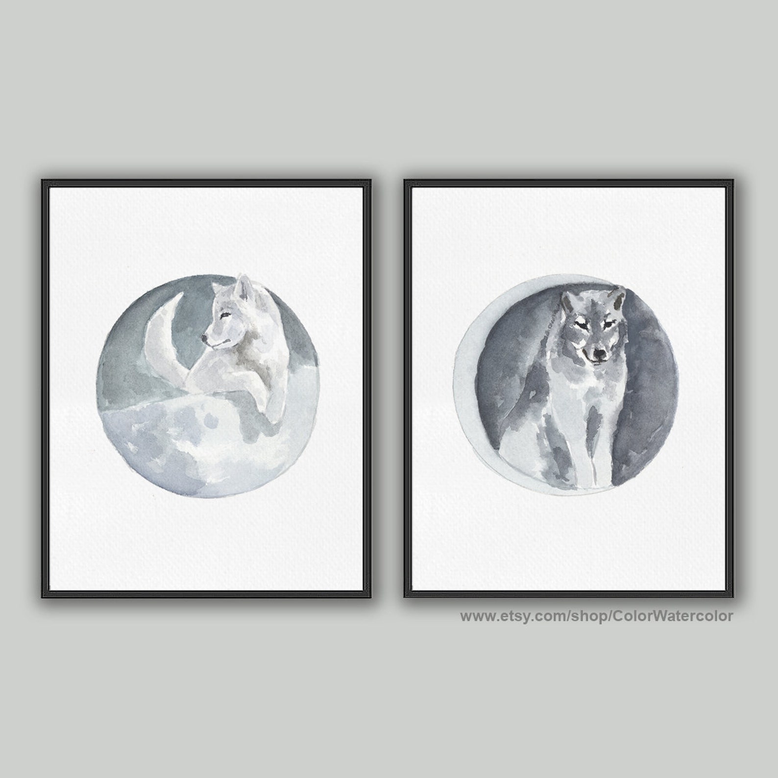 Moon Art Print Blue Moon Prints Full Moon Wall Art Moon set | Etsy