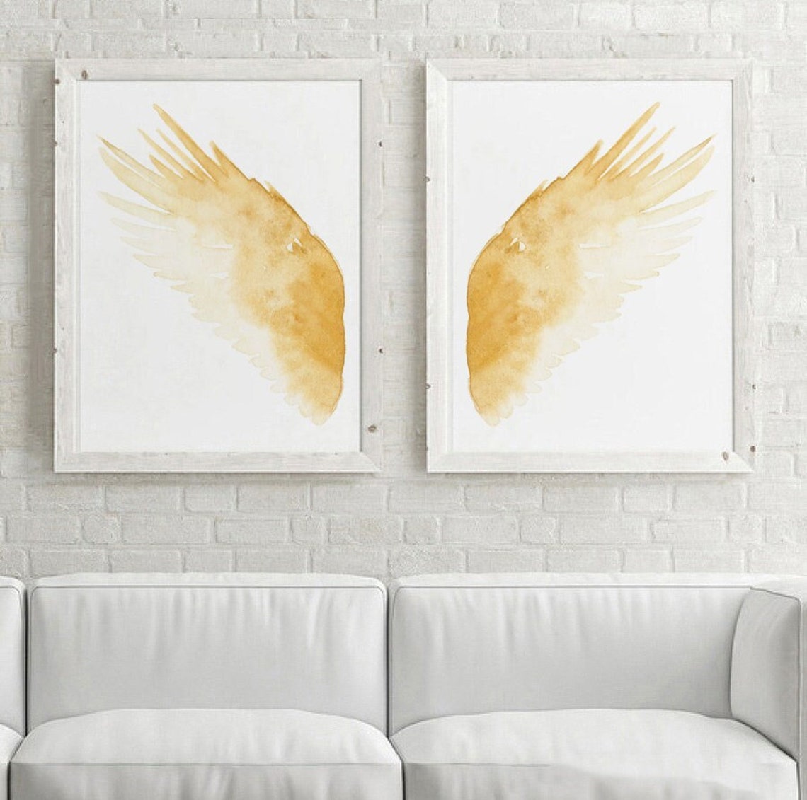 Angel Wings Wall Decor, Golden Wings Set of 2, Nursery Room Art Print ...