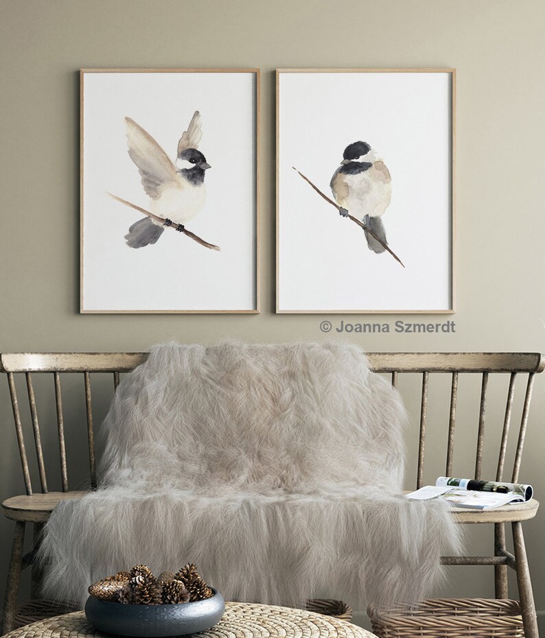 Chickadee Wall Art Chickadee Art Print Bird Poster | Etsy