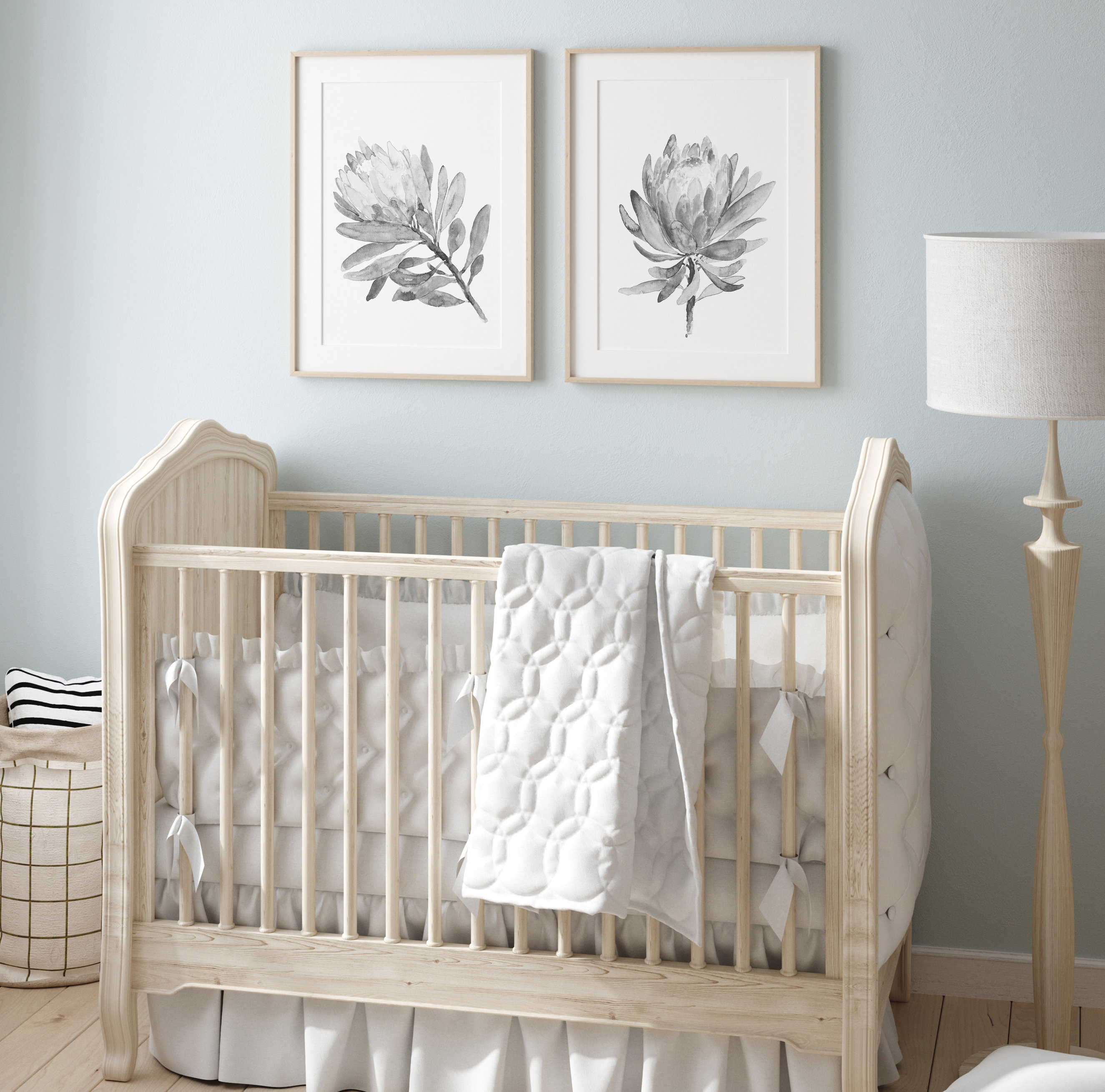 Protea Art Print, Grey Protea Flower, Protea Wall Art Set of 2 Protea ...
