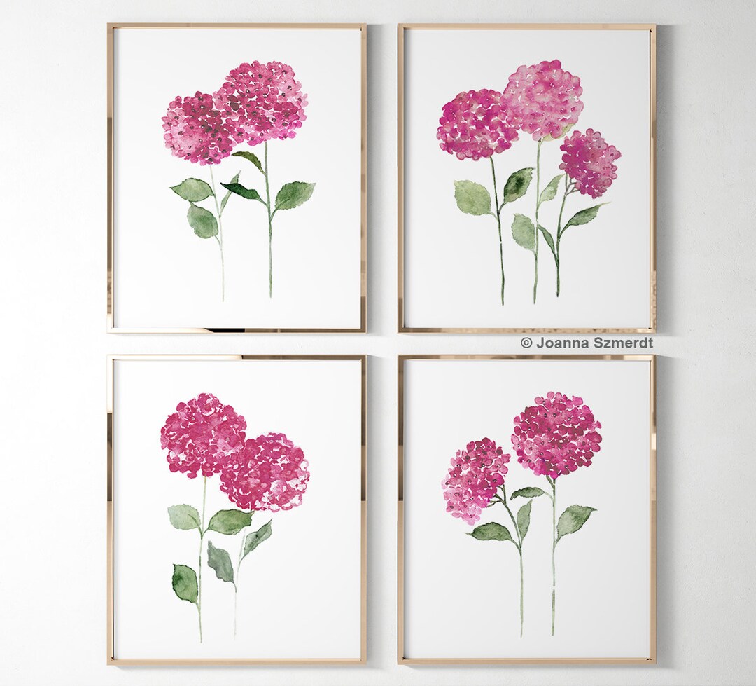 Hydrangea Art Print, Hydrangea Wall Art, Extra Large Set of 4 Prints ...