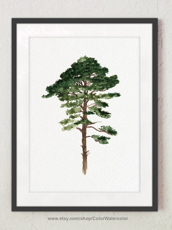 Pine Tree Wall Art Forest Painting Pine Print Green Tree - Etsy