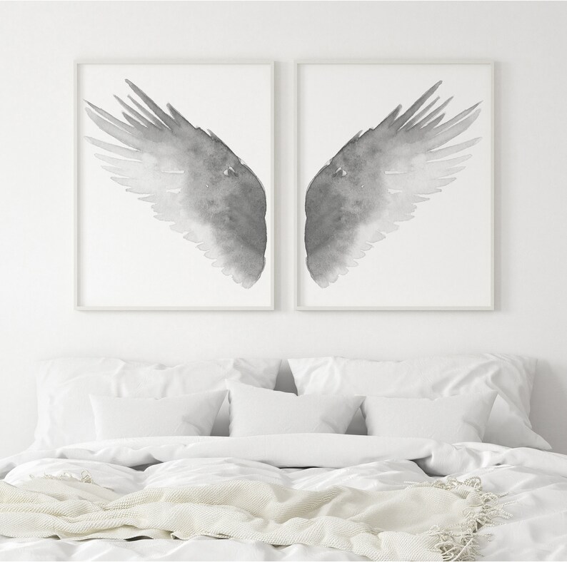 Wings Home Decor Wings Wall Decor Wings Illustration Set of - Etsy