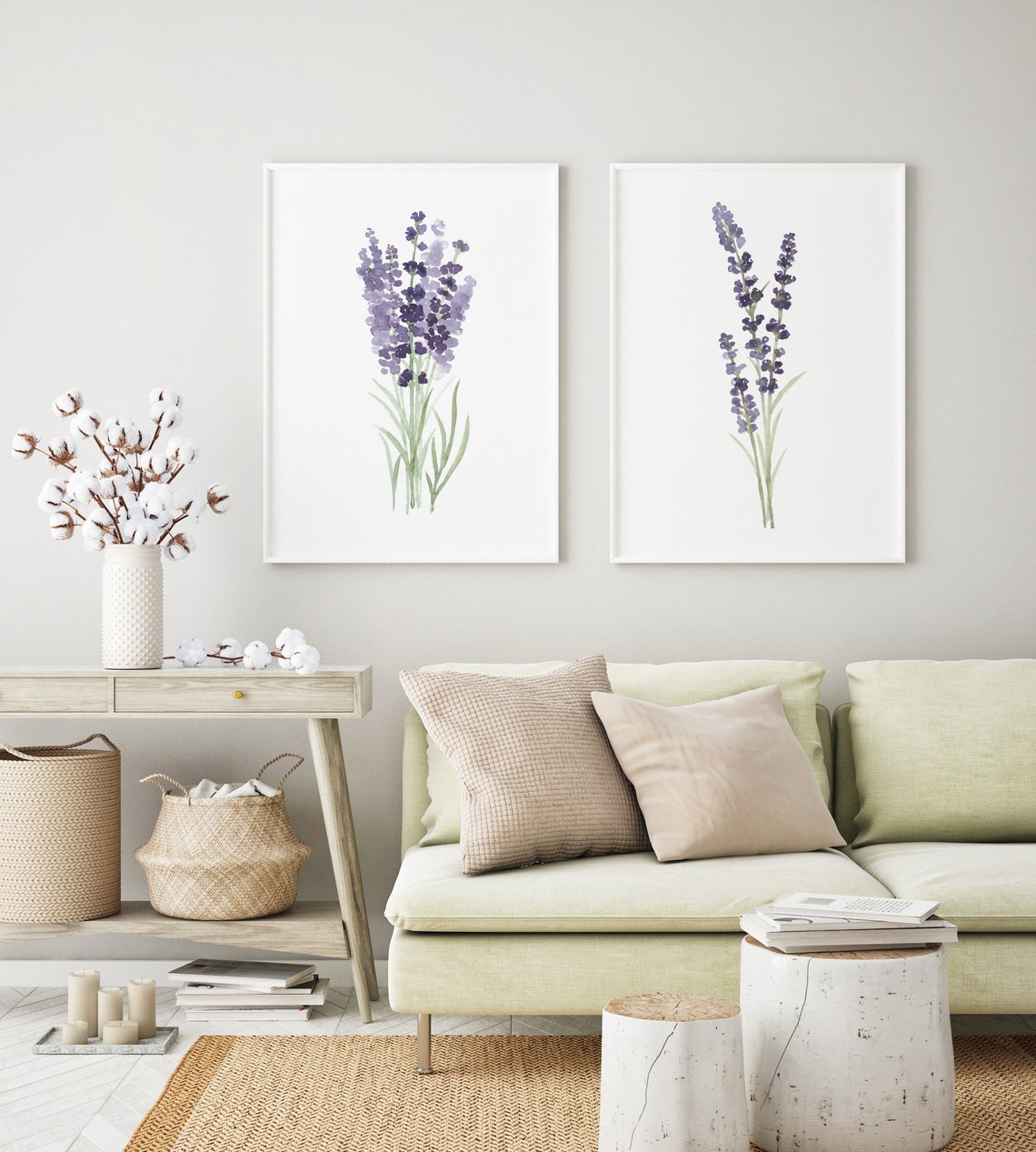 Set of 2 Lavender Art Print Lavender Wall Decor Lavender | Etsy