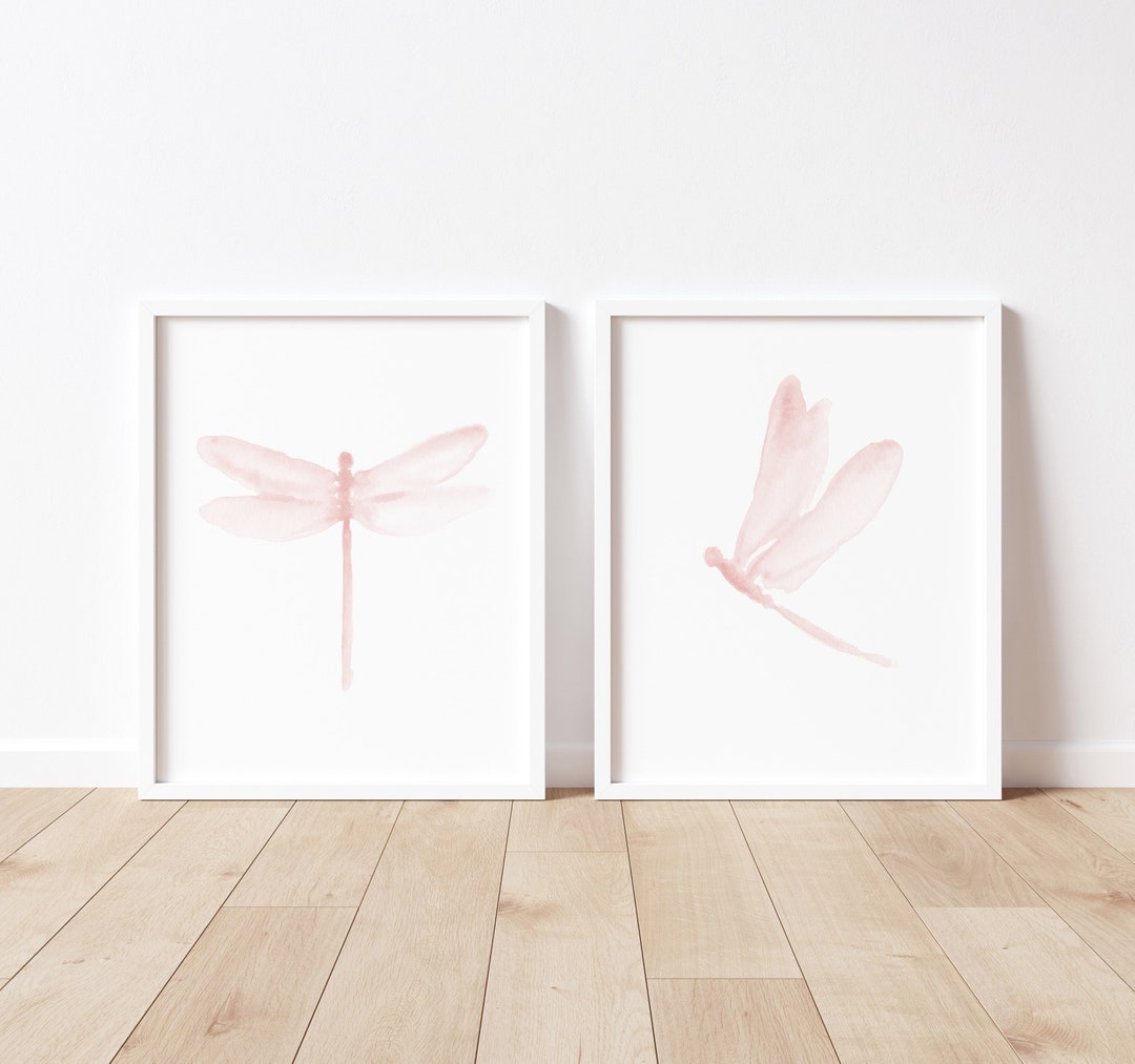 Dragonfly Wall Art, Blush Pink Nursery Decor, Girls Princess Room Decor ...