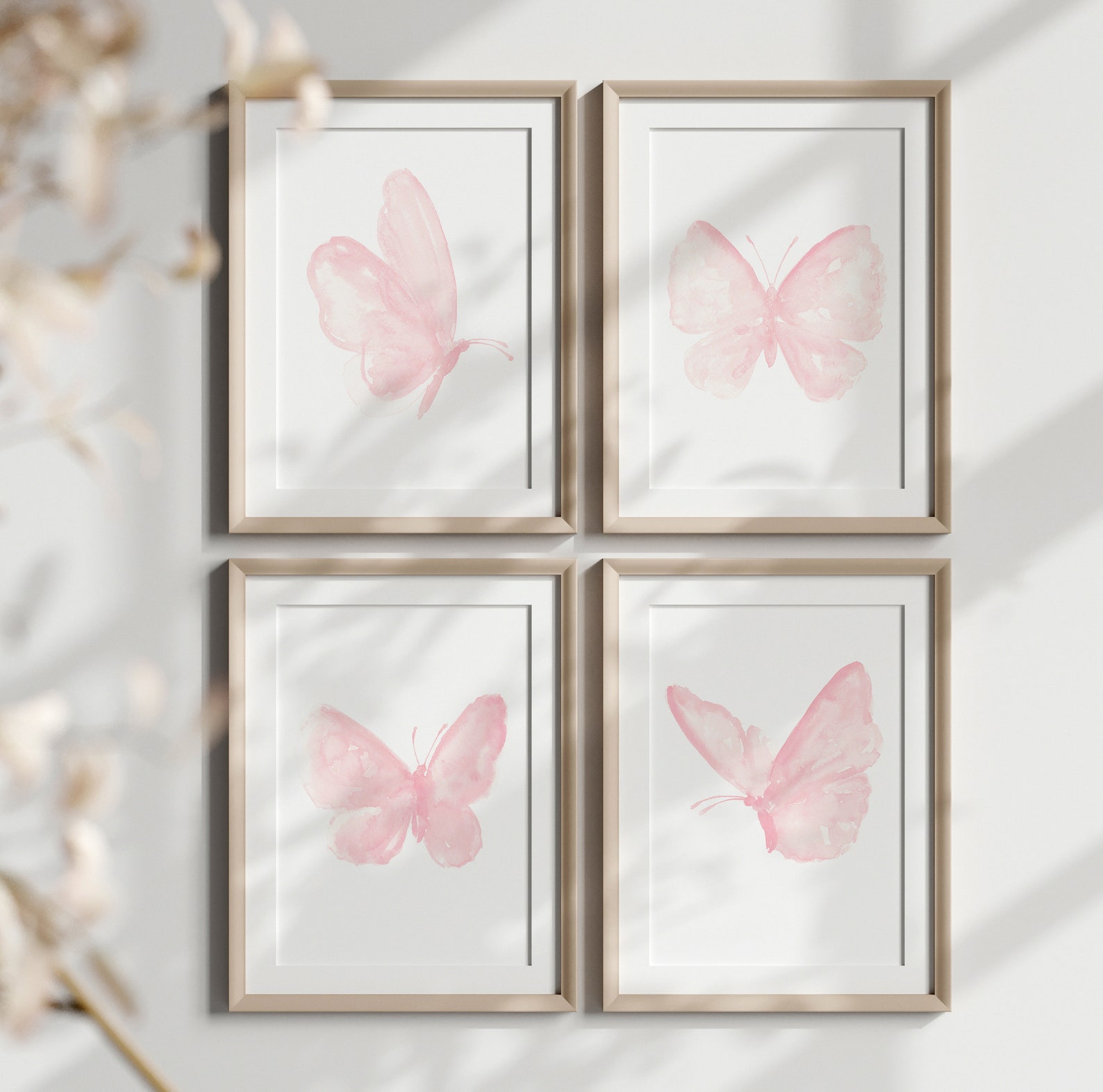 Butterfly Prints Butterfly Art Print Set of 4 Blush Pink - Etsy