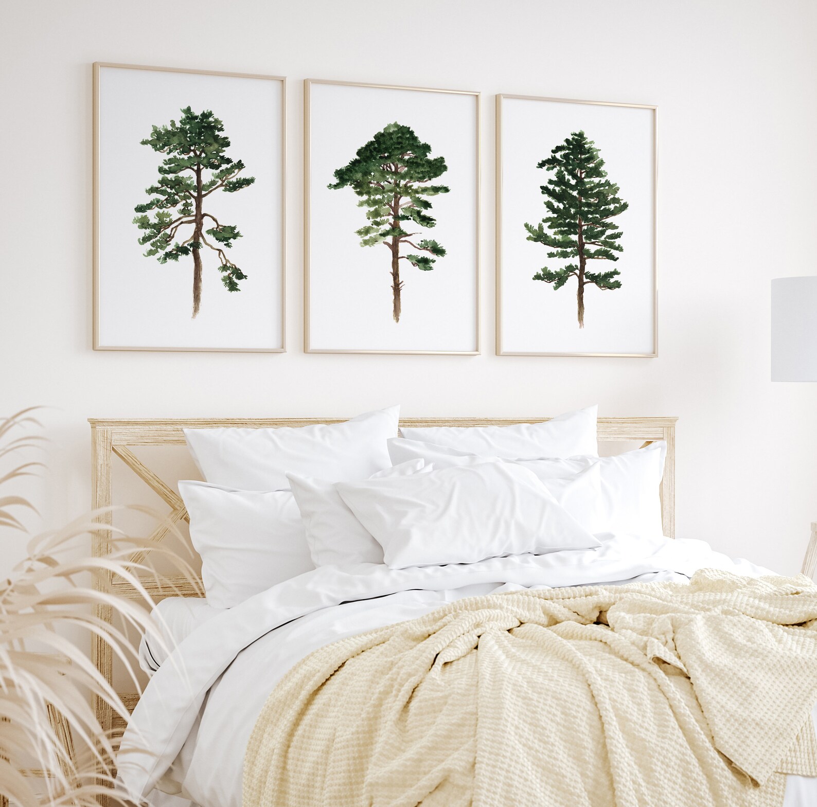 Pine Tree Print, Pine Wall Art Set of 3 Art Prints, Green Tree of Life ...