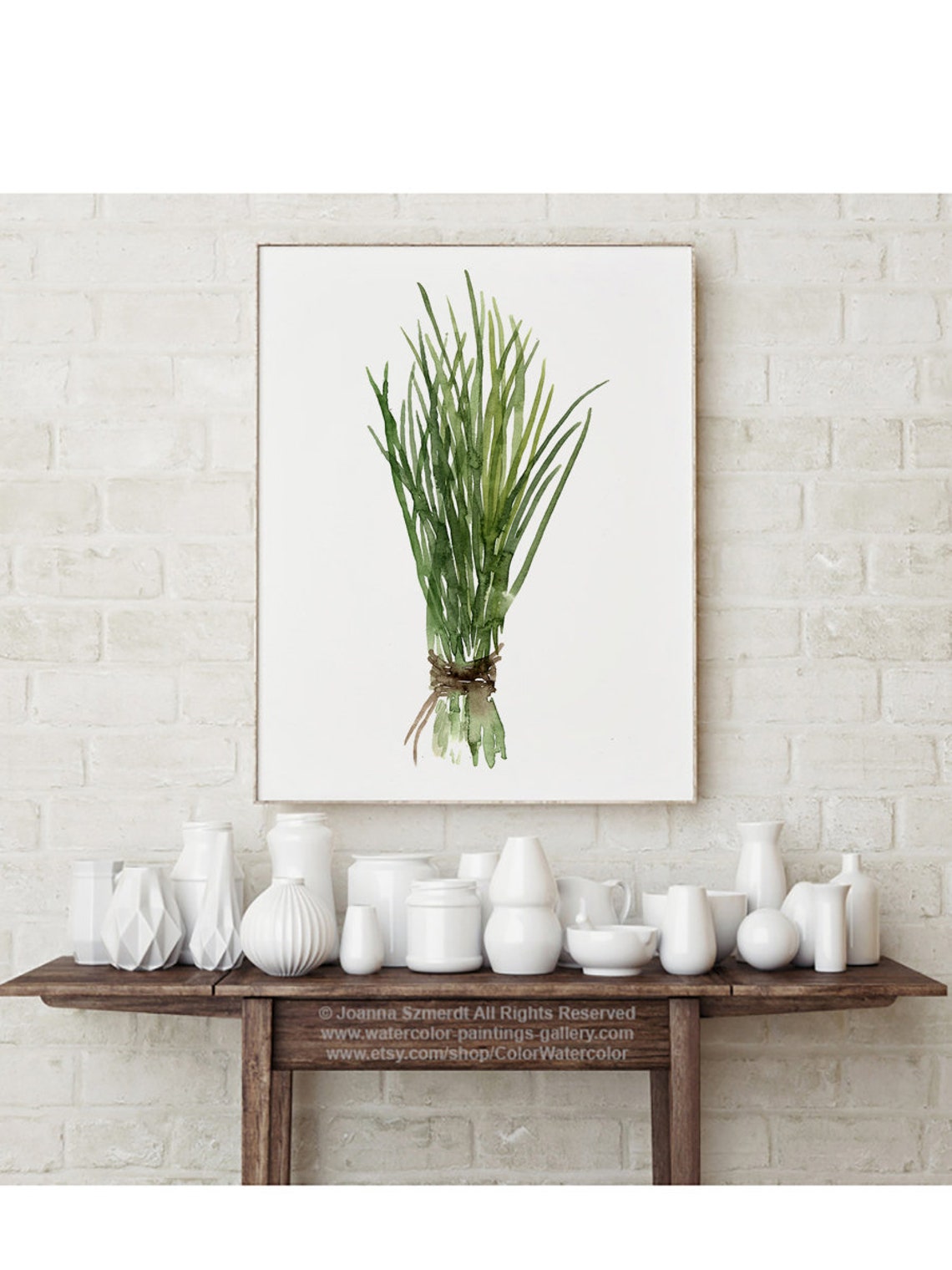 Basil Chive Herbs Bundle Greenery Herb Art Print Kitchen Wall | Etsy