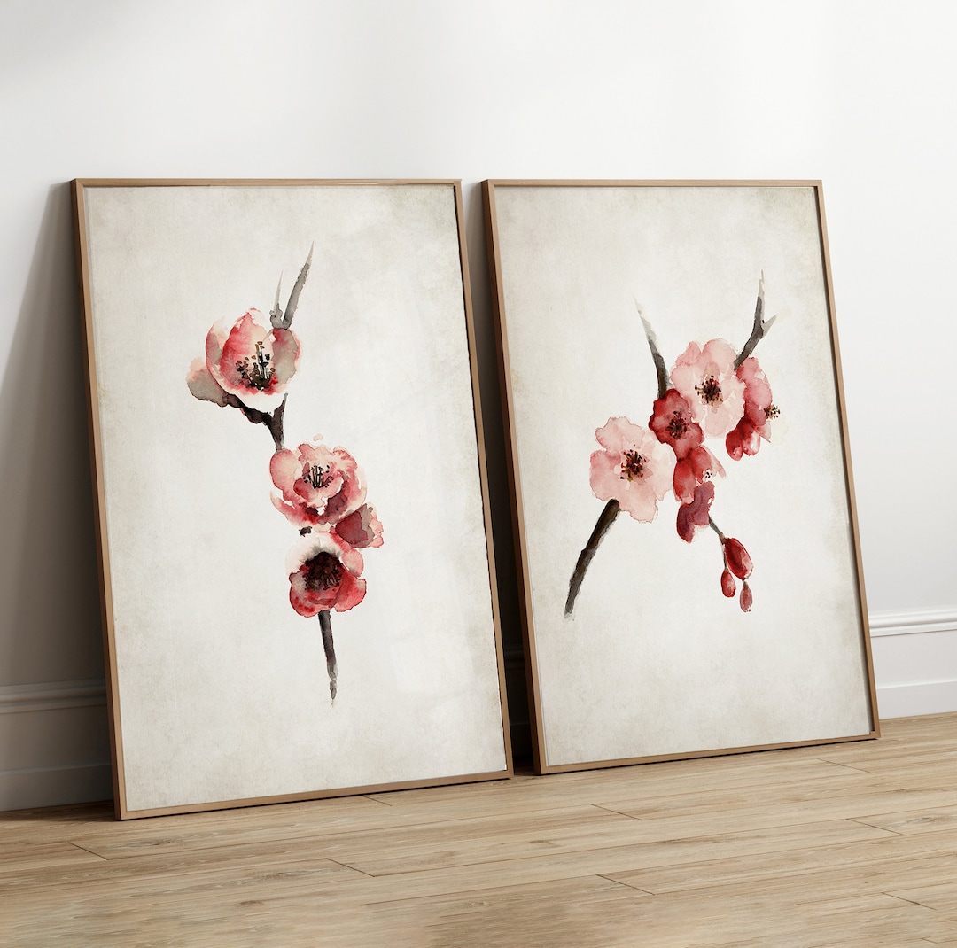 Cherry Blossom Print, Vintage Wall Art, Pink Home Decor, Cherry Blossom ...