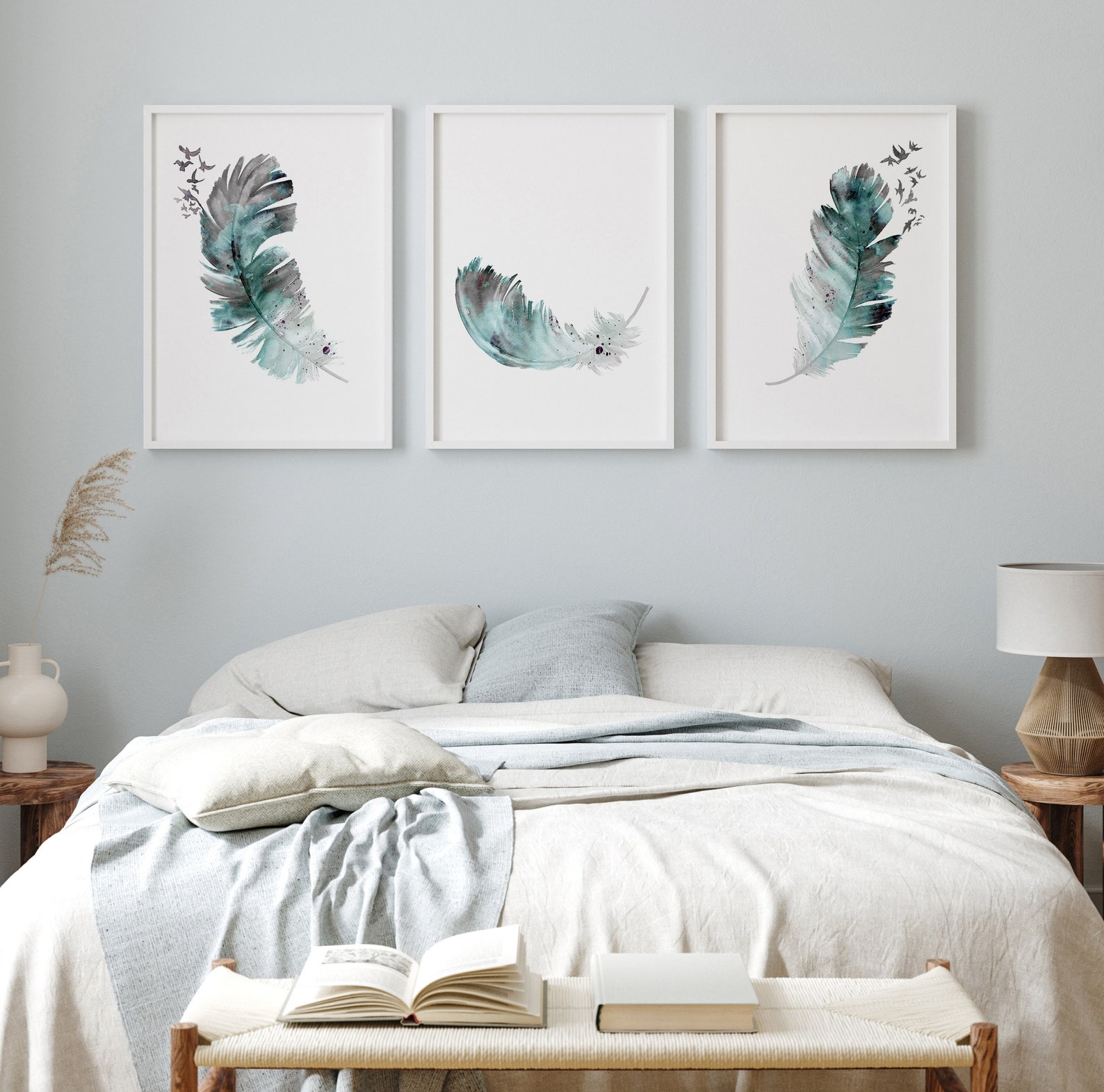 Feather Wall Decor Birds Flying of Feather Art Print Feather - Etsy