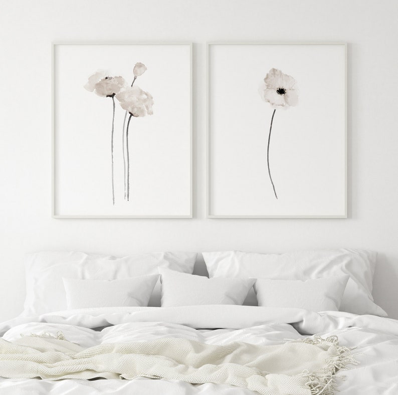 Set of 2, Poppy Painting, Poppy Gift, Poppy Flower Art, Poppy Flower ...