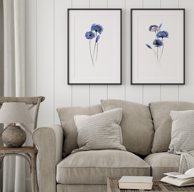 Poppy Art Print Poppy Print Wall Art Blue Poppy Flower - Etsy