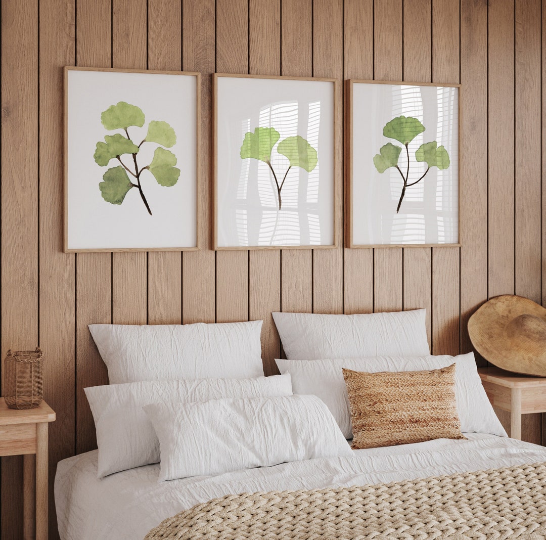 Gingko Wall Art, Gingko Art Print, Green Gingko Leaf, Gingko Biloba ...
