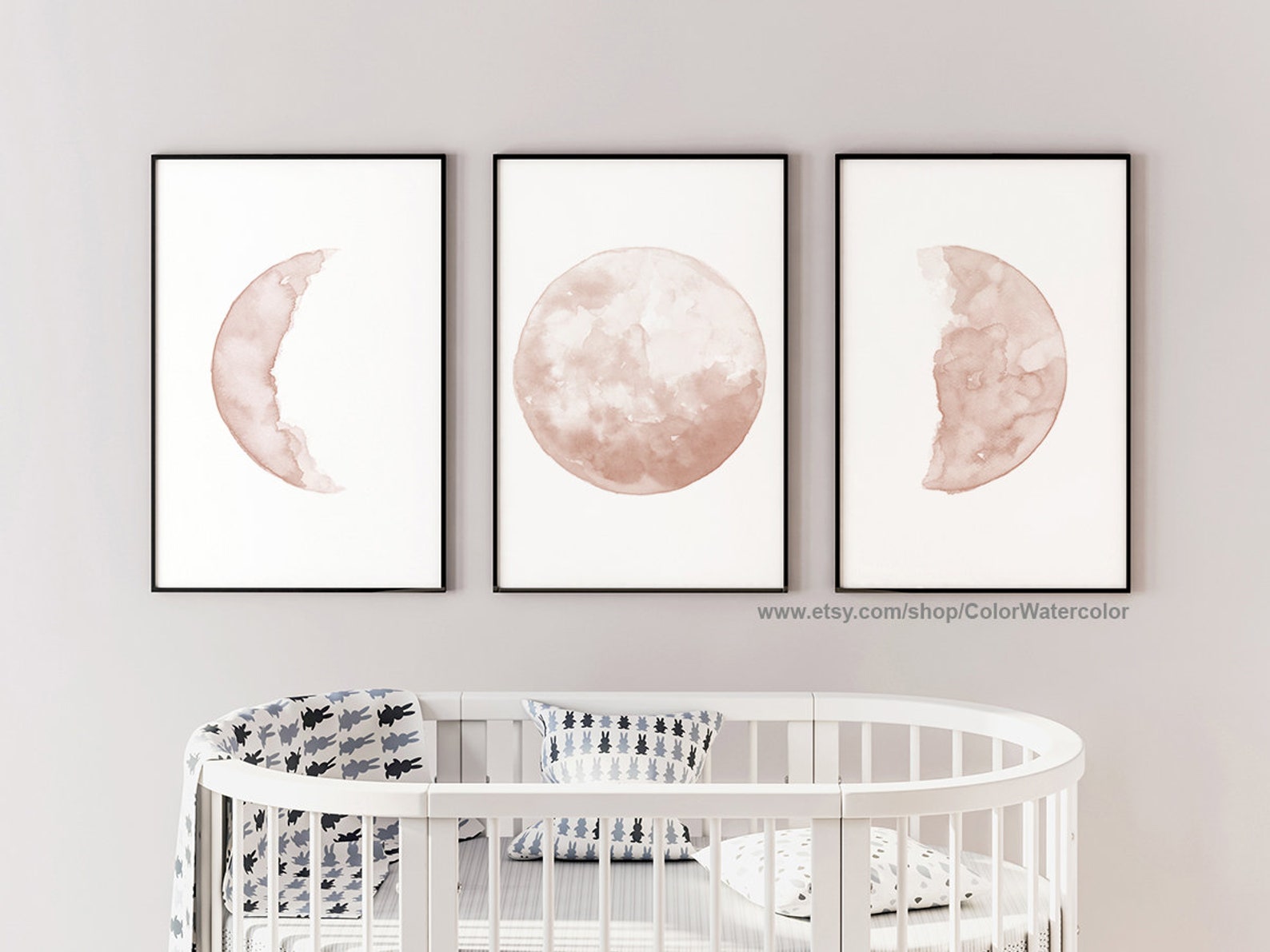 Moon Wall Art Moon Art Print Full Moon Poster Moon Wall Set | Etsy