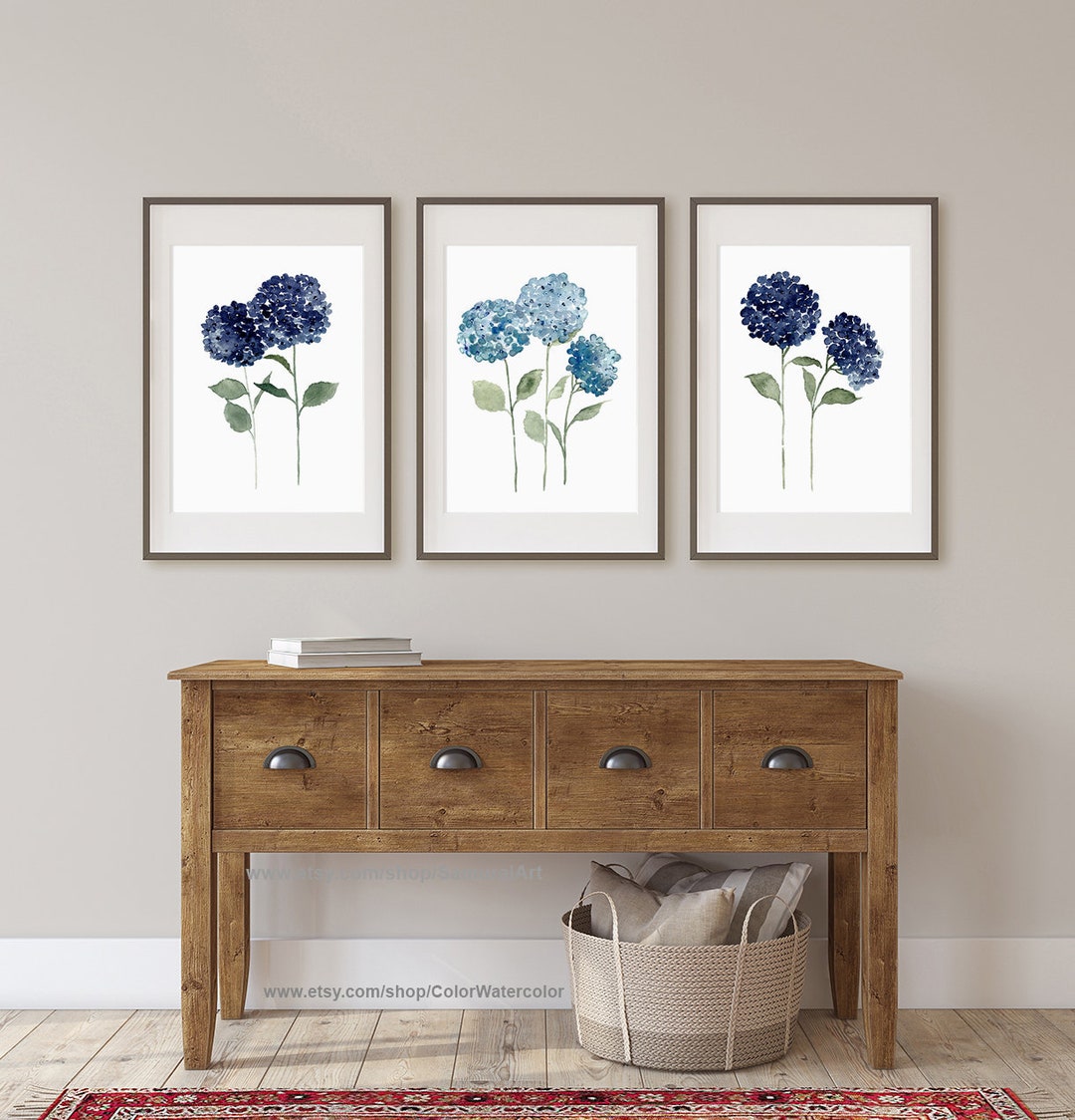 Hydrangea Print Hydrangea Wall Art Blue Flower Decor - Etsy