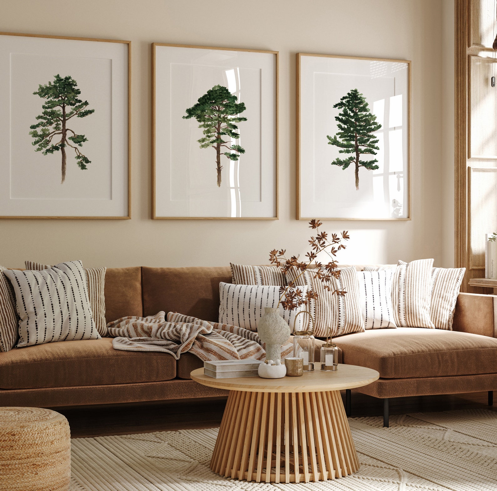 Pine Tree Print, Pine Wall Art Set of 3 Art Prints, Green Tree of Life ...