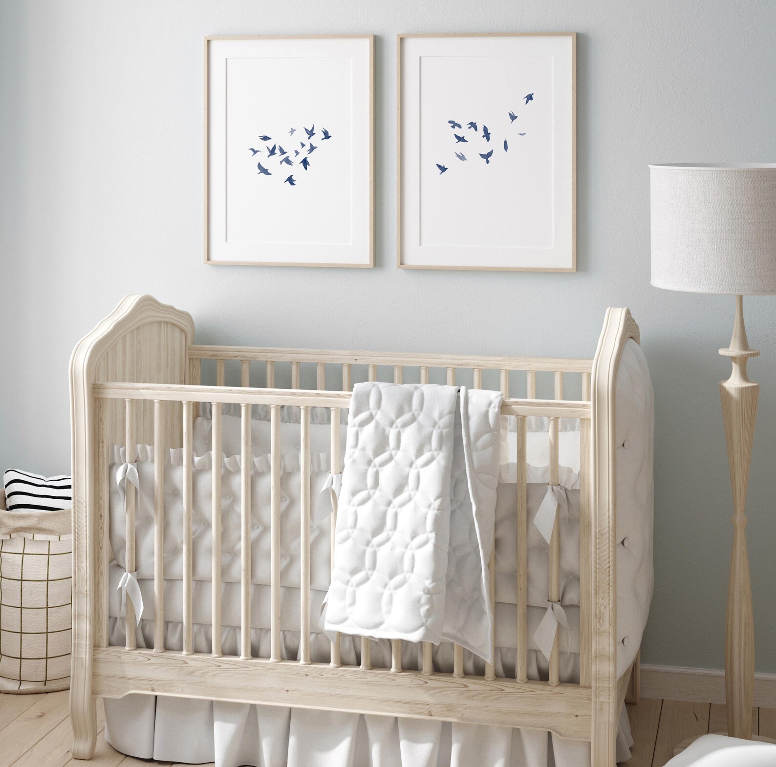 Flying Blue Birds Set of 2 Watercolor Prints | Peaceful Flock of Birds ...