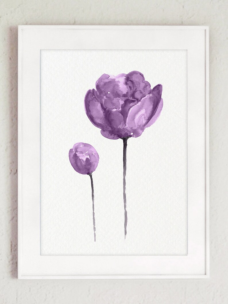 Peony Flower Paper Art Print Abstract Watercolor Painting | Etsy