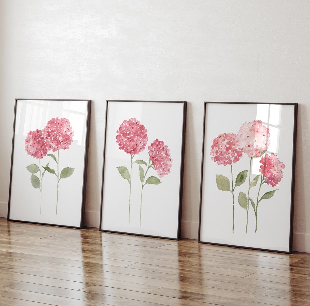 Hydrangea Wall Art Pink Home Decor Abstract Floral Poster - Etsy