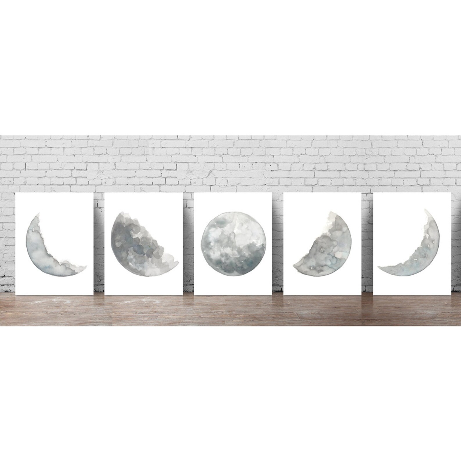 Moon Wall Art Moon Art Print Moon Phases Wall Art 5 Piece - Etsy
