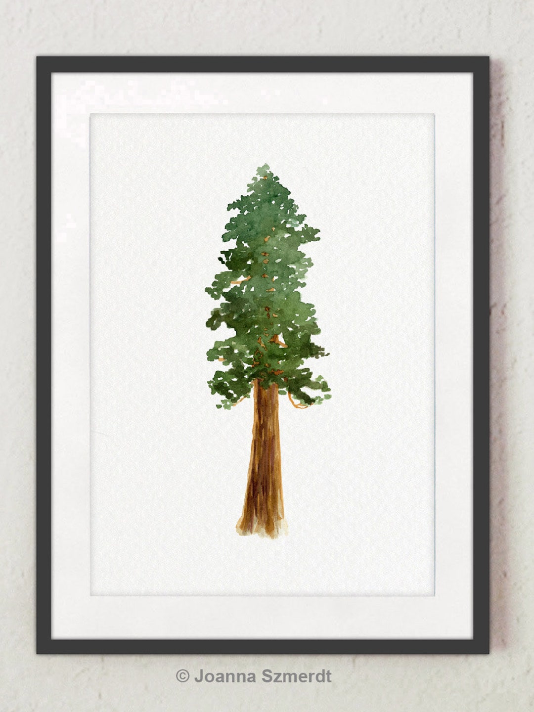 Redwood Tree Wall Art, Sequoia Painting, Giant Sequoia Print, Green ...