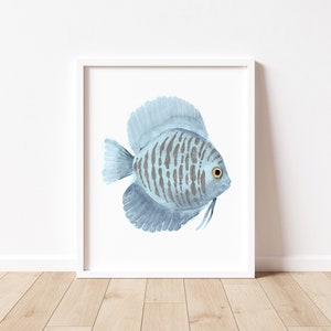 Exotic Fish Wall Art Blue and Gray - Etsy