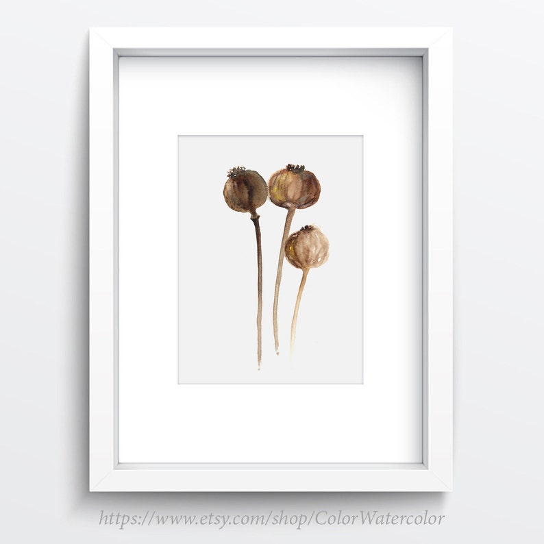 Poppy Head Giclee Art Print Abstract Poppies Minimalist | Etsy