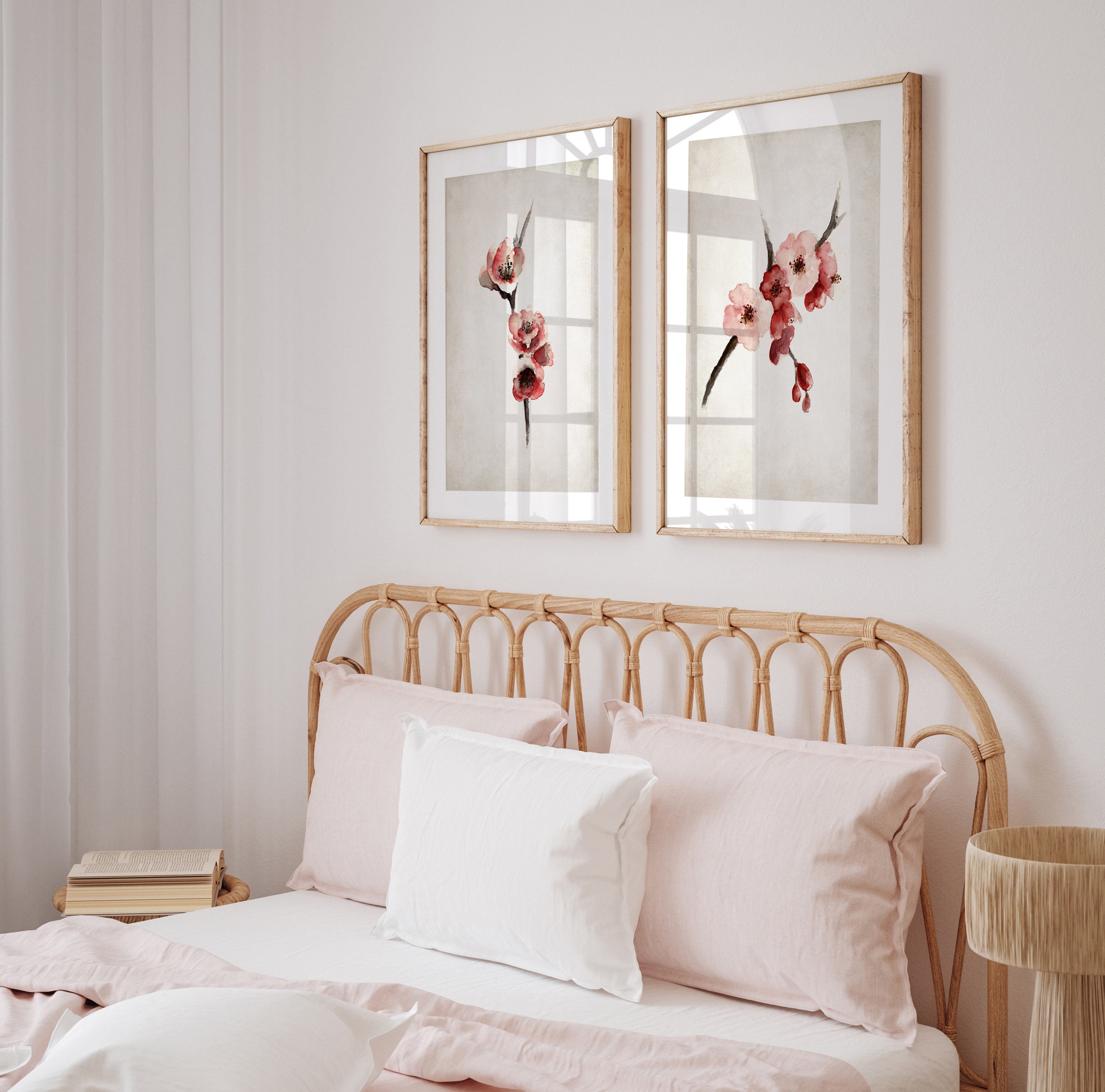 Cherry Blossom Print, Vintage Wall Art, Pink Home Decor, Cherry Blossom ...
