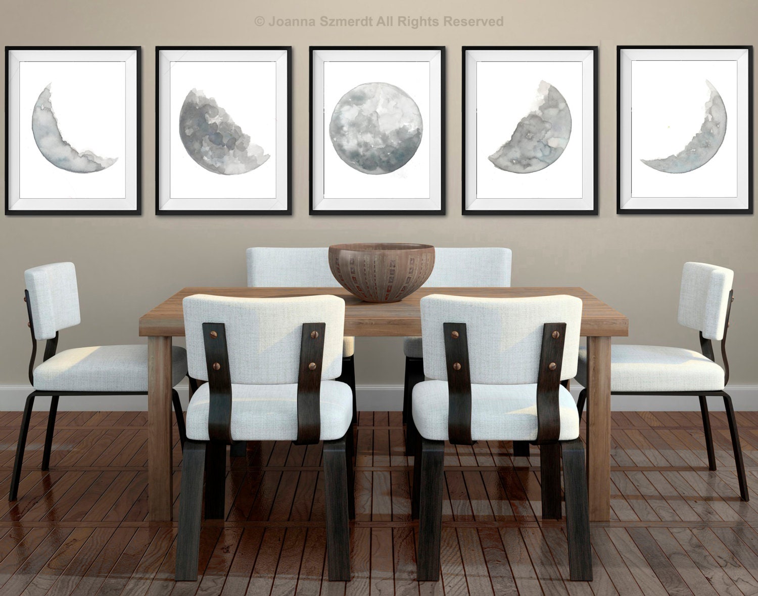 Moon Wall Art Moon Art Print Moon Phases Wall Art 5 Piece - Etsy