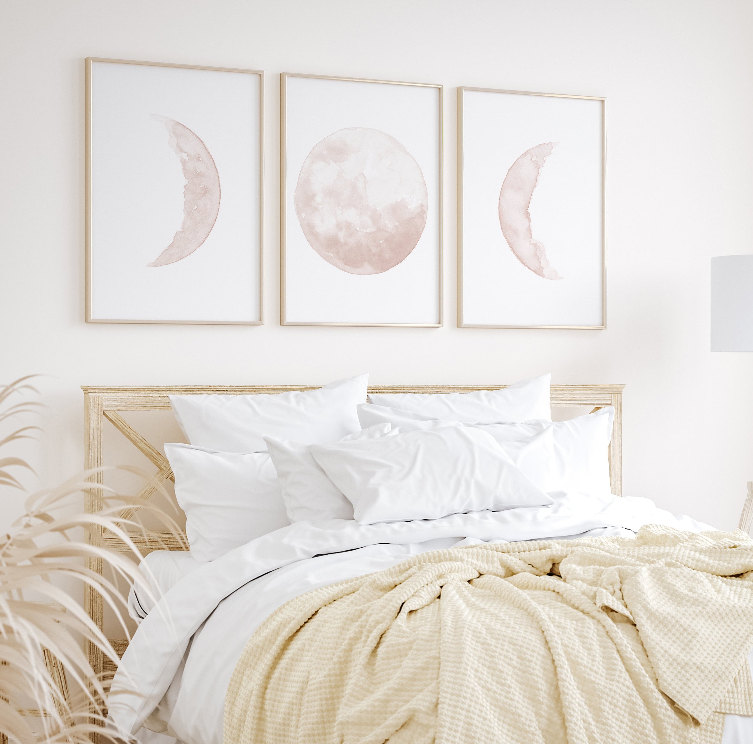 Full Moon Print Moon Art Print Pink Nursery Decor Crescent - Etsy