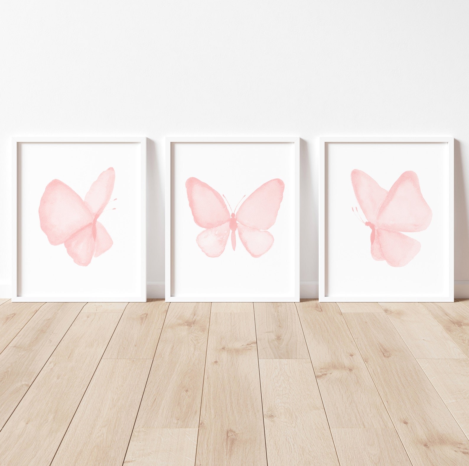 Butterfly Art Baby Pink Butterflies Set of 3 Prints Nursery Decor - Etsy
