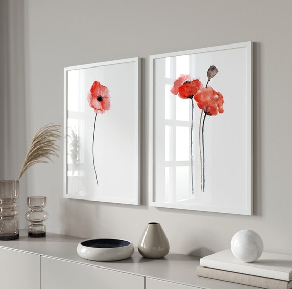 Poppy Wall Art Poppy Art Print Poppy Flower Wall Art Red - Etsy