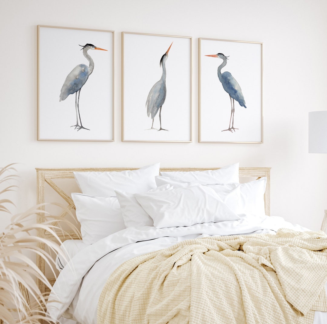 Heron Wall Art, Heron Art Print, Hern Wall Decor, Heron Print Living ...