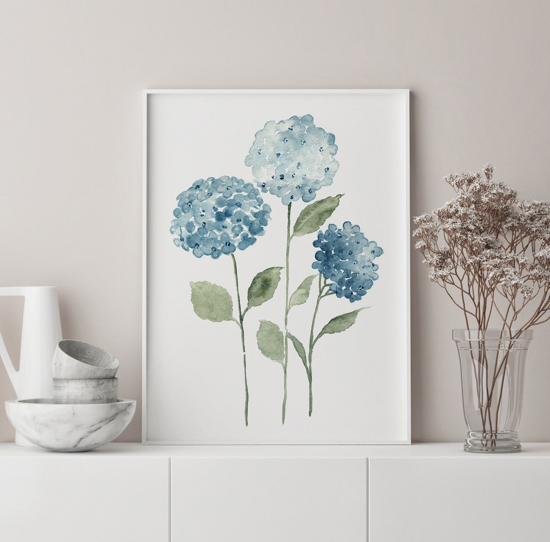 Hydrangea Prints Blue Hydrangea Home Decor Hydrangea Print - Etsy