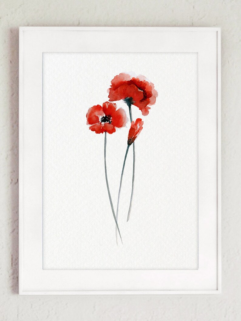 Poppy Art Print Red Poppy Wall Art Poppy Flower Prints | Etsy