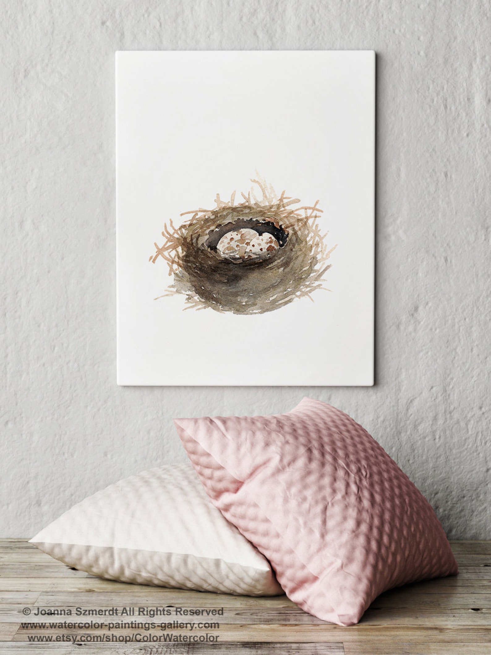 Nest Wall Art, Nest Print, Nest With Eggs, Easter Eggs, Spring Nest Art ...
