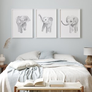 Elephant Print Wall Art, Elephant Art Print, Elephant Nursery Wall Art ...