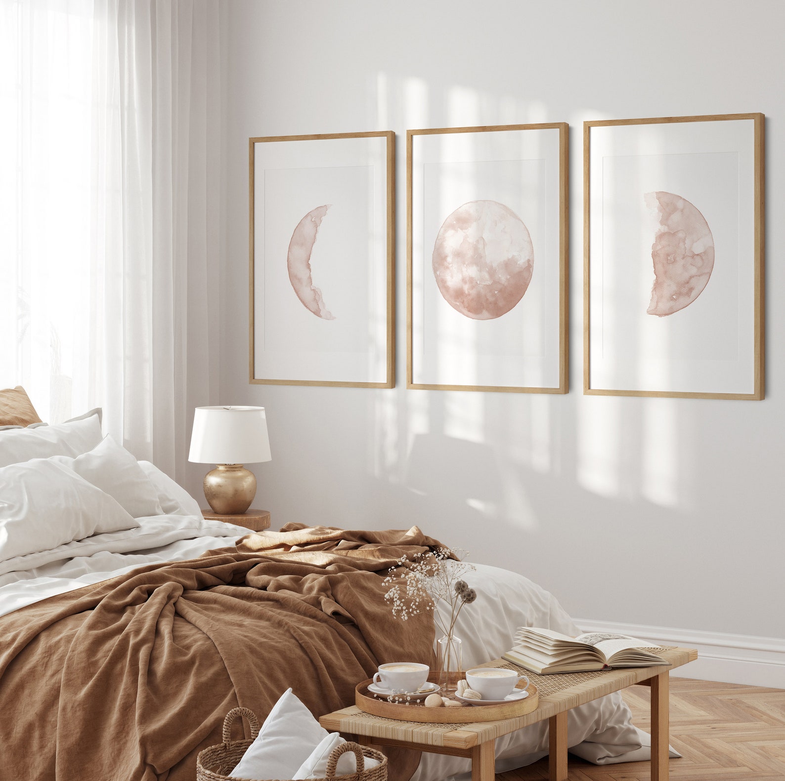 Moon Wall Art Moon Art Print Full Moon Poster Moon Wall Set - Etsy