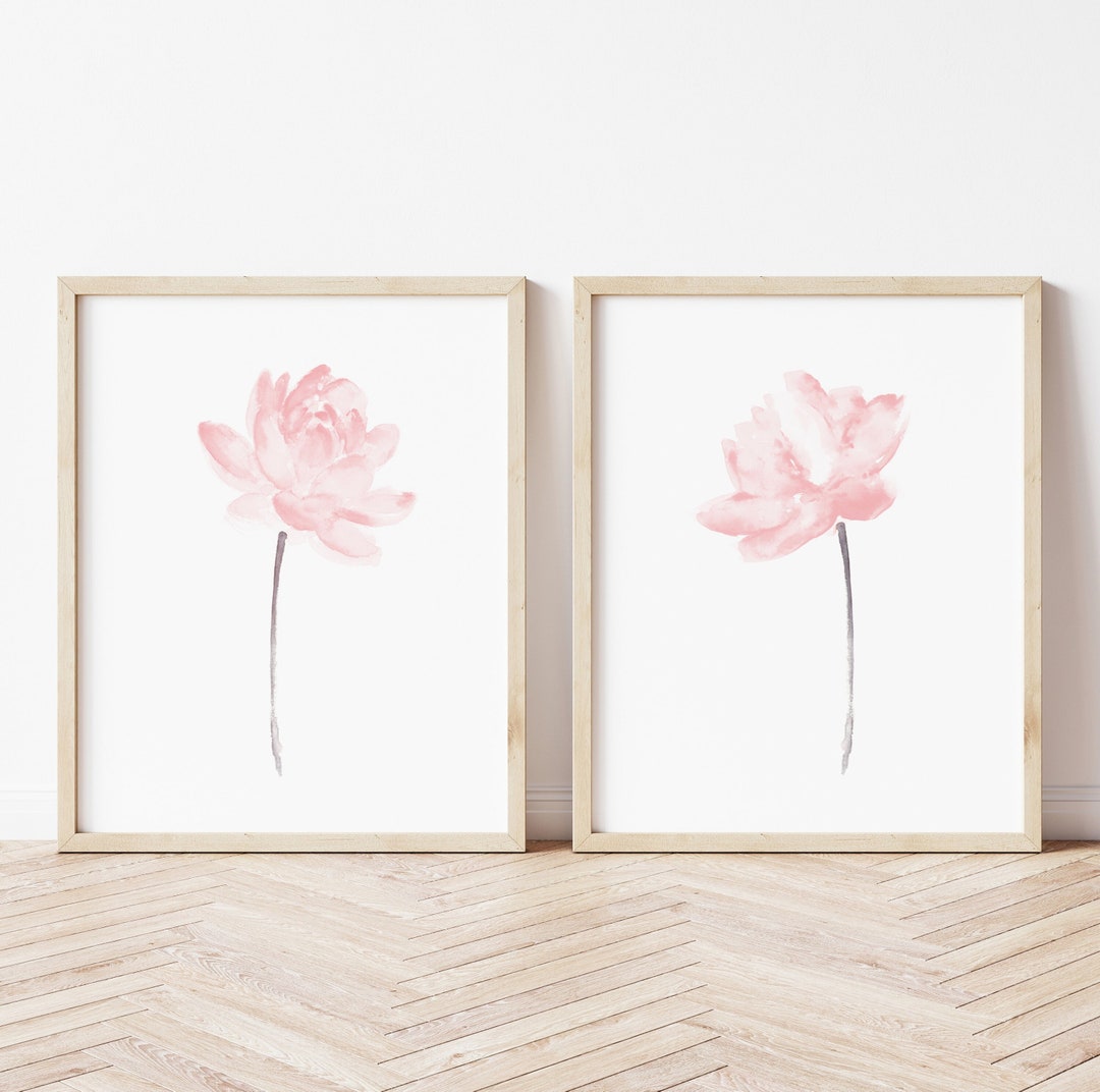 Angel Lotus Wall Art Blush Pink Flower Nursery Kids Room Wall ...
