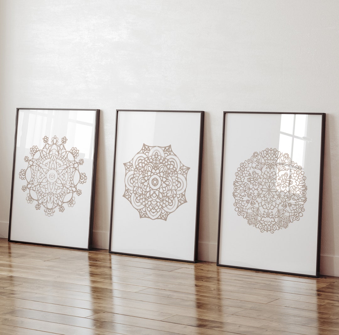 Mandala Wall Art, Gallery Wall Set of 3 Mandala Art Prints, Mandala ...