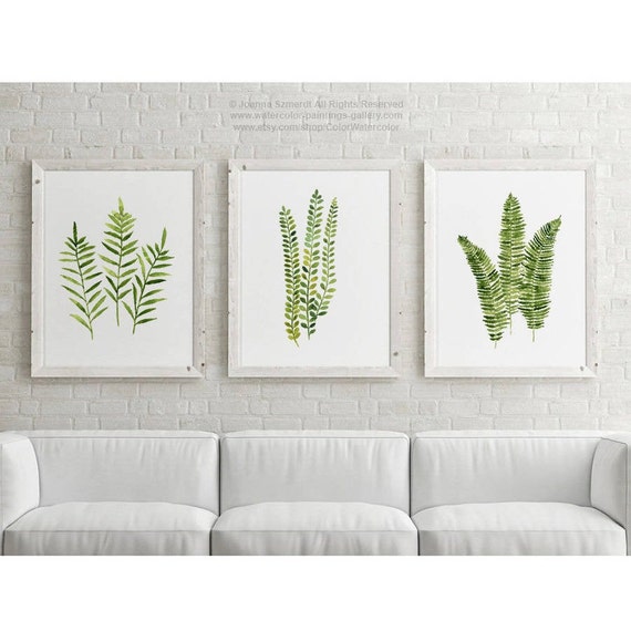 Canvas Fern Print Wall Art Set 3 Ferns Living Room Botanical - Etsy