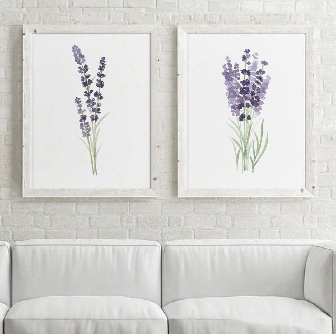 Set of 2, Lavender Art Print, Lavender Wall Decor, Lavender Flower ...