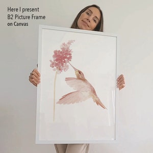 Hummingbird Art Bird Decor, Blush Pink Wall Art, Hummingbird Canvas ...