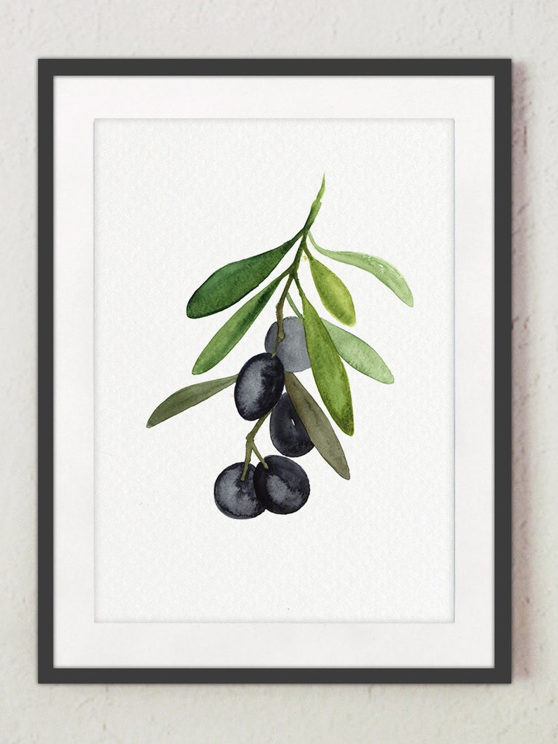 Olive Tree 2 Art Prints Set Black Olive Fruit Print Wall Art - Etsy